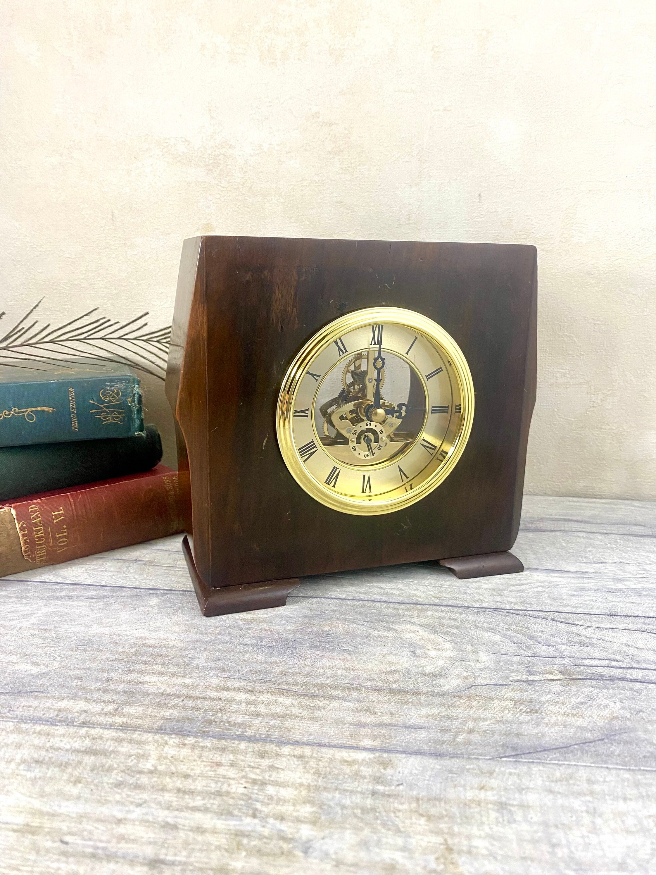Vintage Art Deco Skeleton Mantle Clock / Desk Clock With Quartz ...