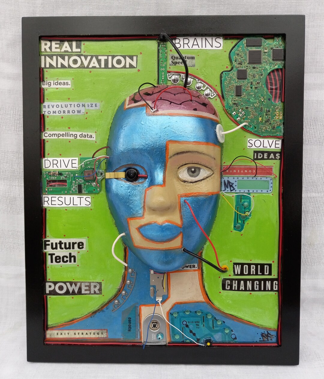 Outsider Art Female Robot Mask, Mixed Media Original Framed Art - Etsy