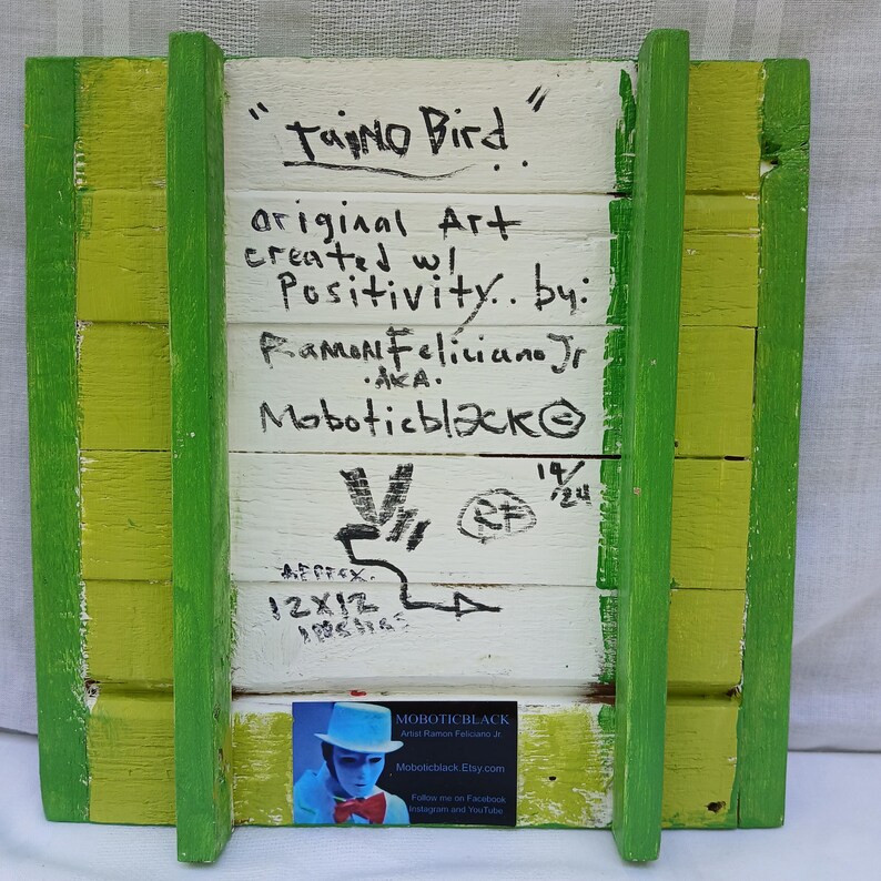 Taino Bird Symbol Art on Recycled Wood 12 X 12, Puerto Rican Wall Decor ...