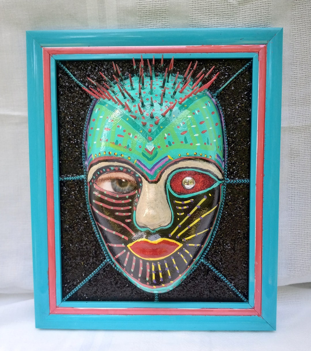 3D Wall Art Cyborg Mixed Media Mask Framed, Original Outsider Art 12 X ...
