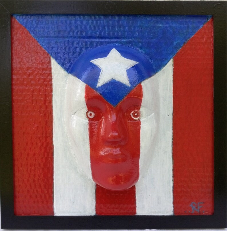 Puerto Rico Flag Wall Art Painting Original Spanish Art Framed Decor ...