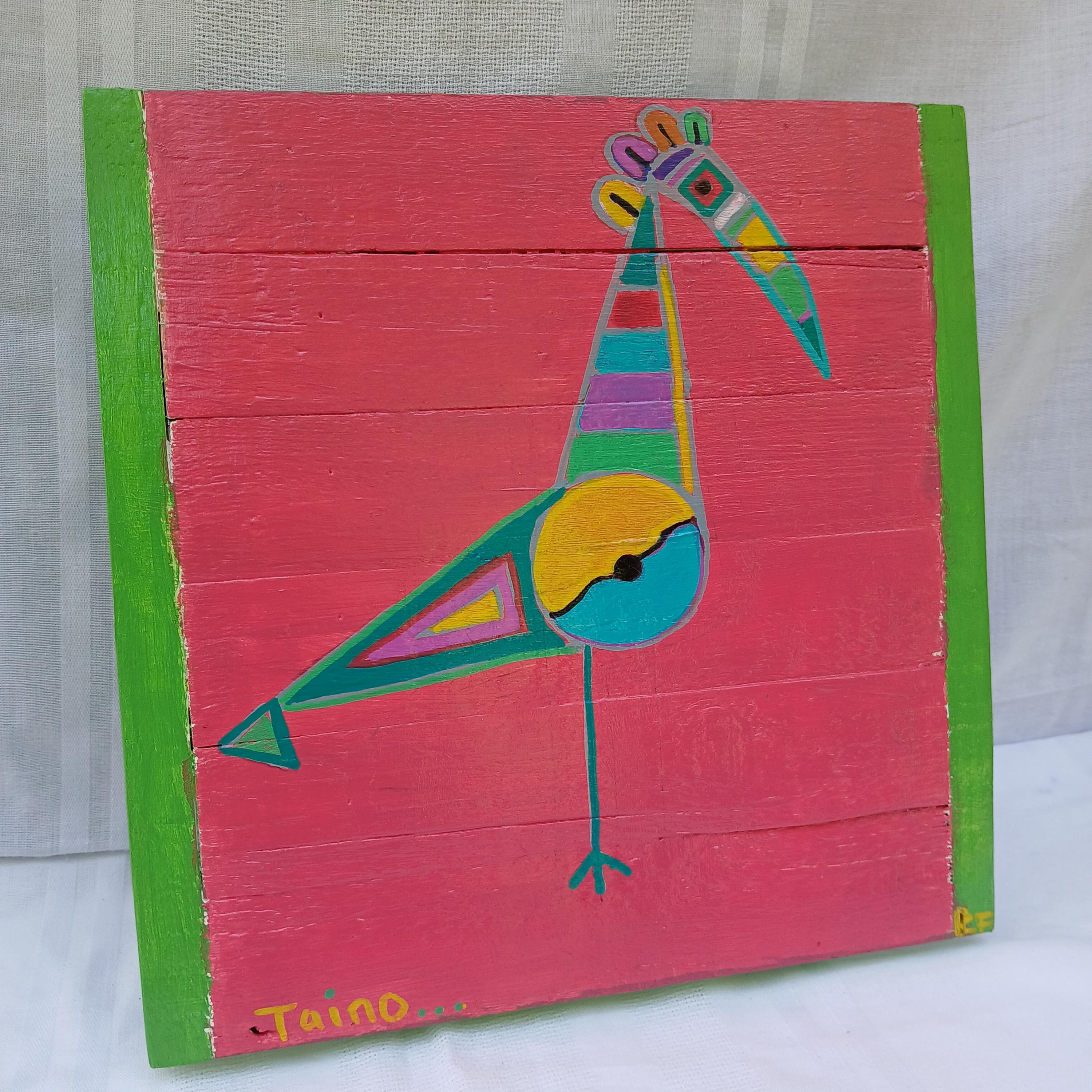 Taino Bird Symbol Art on Recycled Wood 12 X 12, Puerto Rican Wall Decor ...