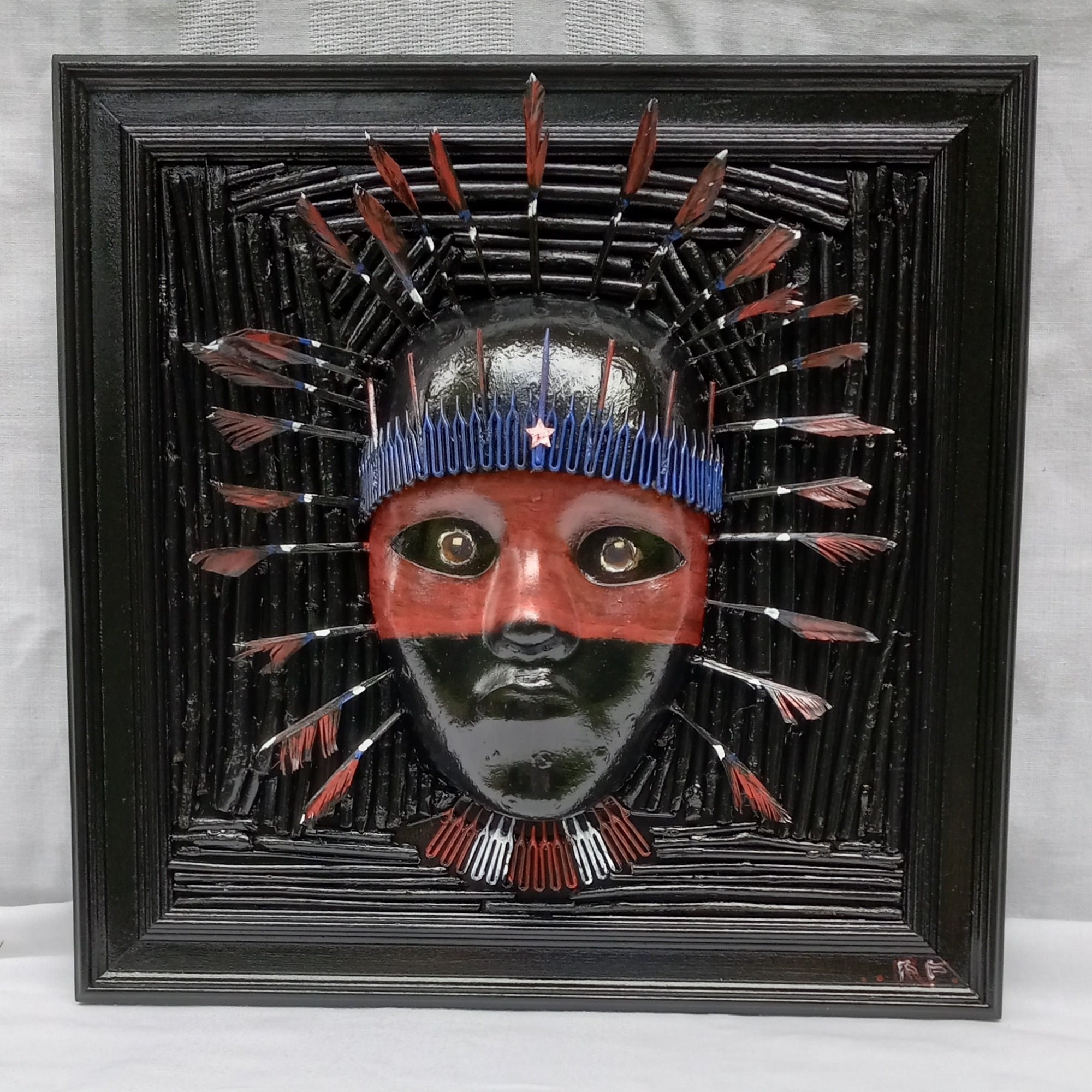 Puerto Rican Hispanic Heritage Taino Warrior Art Mask Framed Etsy
