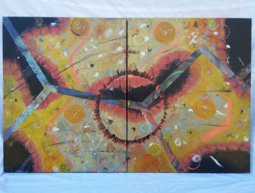 Portal Wall Art 2 Piece Set - Acrylic Canvas Painting Set Original 16 X ...