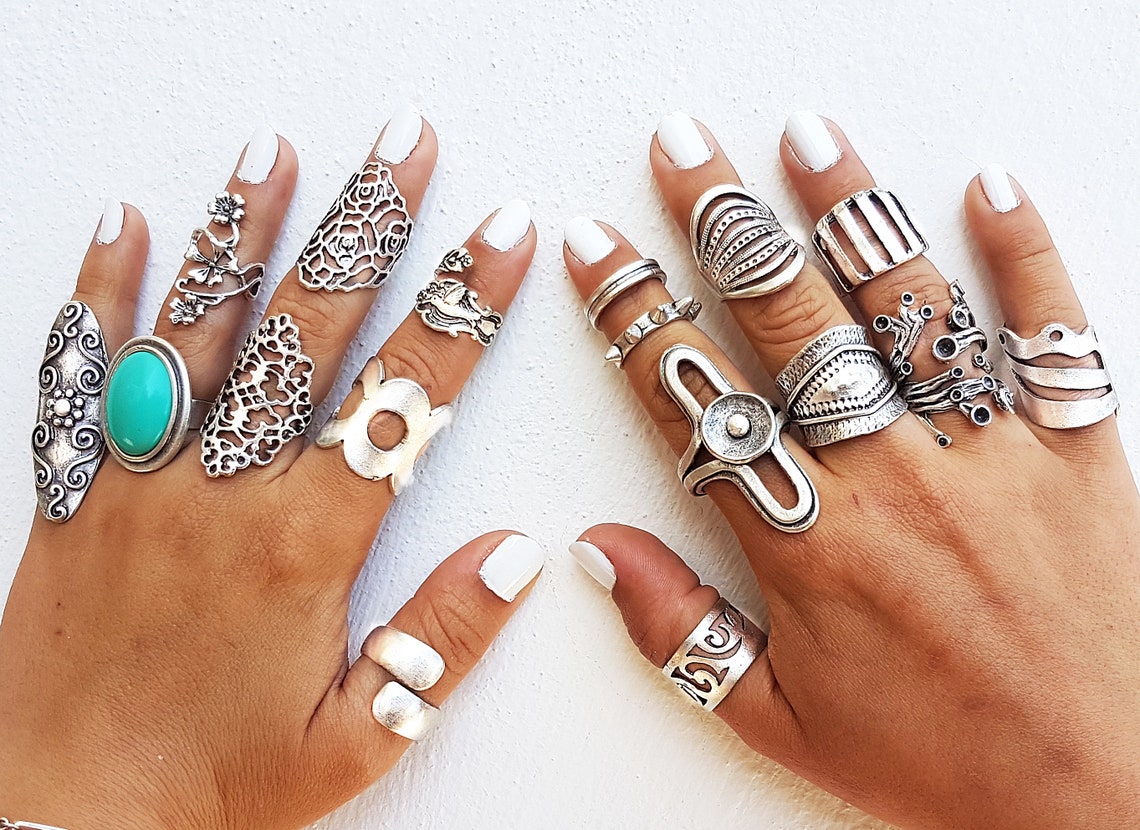 Silver Rings Boho Rings Boho Silver Ring Long Rings Ethnic - Etsy