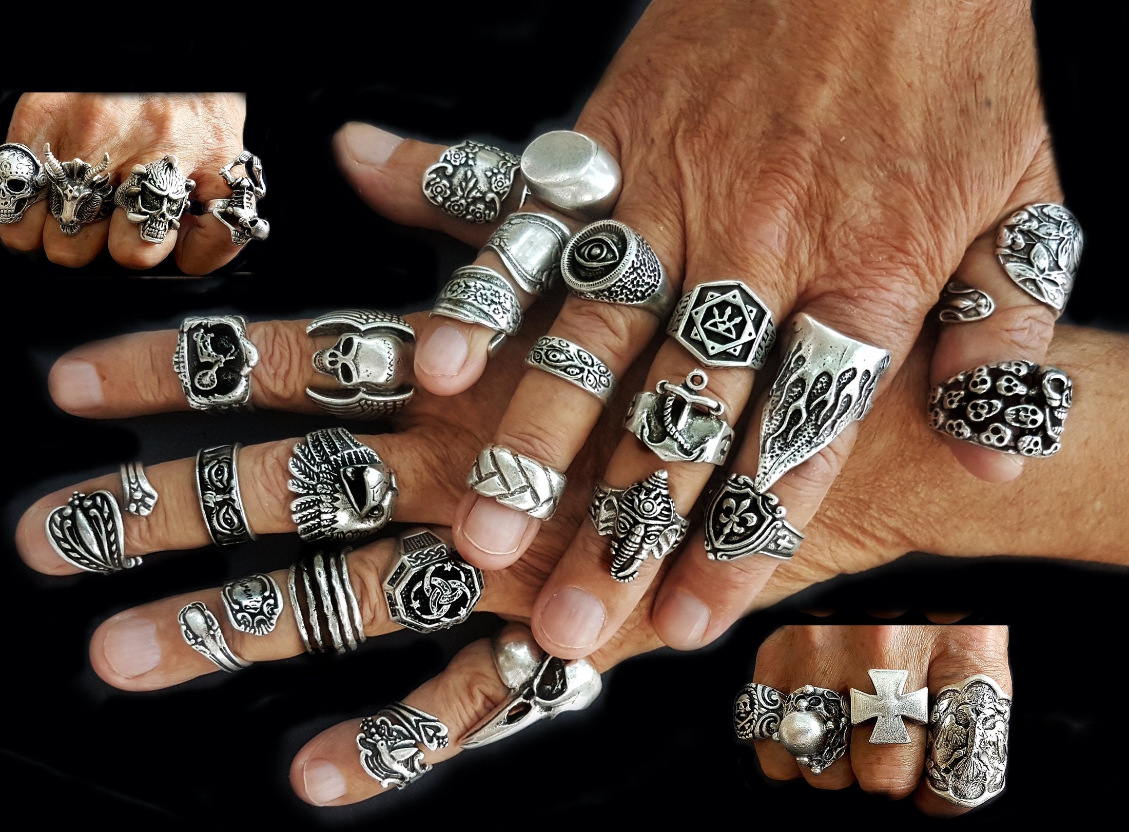 Men Rings Stacking ring Men jewelry Silver signed ring men | Etsy