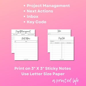 PRINTABLE Sticky Notes Productivity Bundle Inbox, Project Management ...