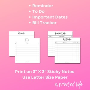 PRINTABLE Sticky Notes Productivity Bundle Inbox, Project Management ...