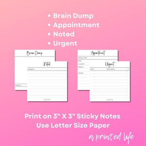 PRINTABLE Sticky Notes Productivity Bundle Inbox, Project Management ...
