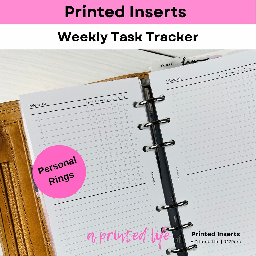 PRINTED PERSONAL SIZE Weekly Task Tracker Printed Planner Inserts 3.75 ...