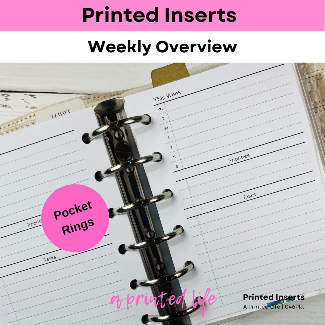 PRINTED POCKET SIZE Weekly Overview Printed Planner Inserts 3.19 X 4.72 ...