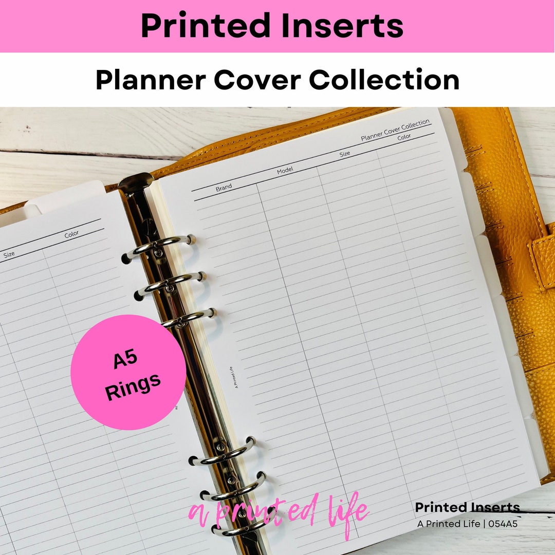 PRINTED A5 SIZE Planner Cover Collection Planner Inserts Printed ...
