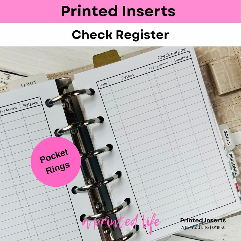 PRINTED POCKET SIZE Check Register Inserts Printed Planner Insert 3.19 ...