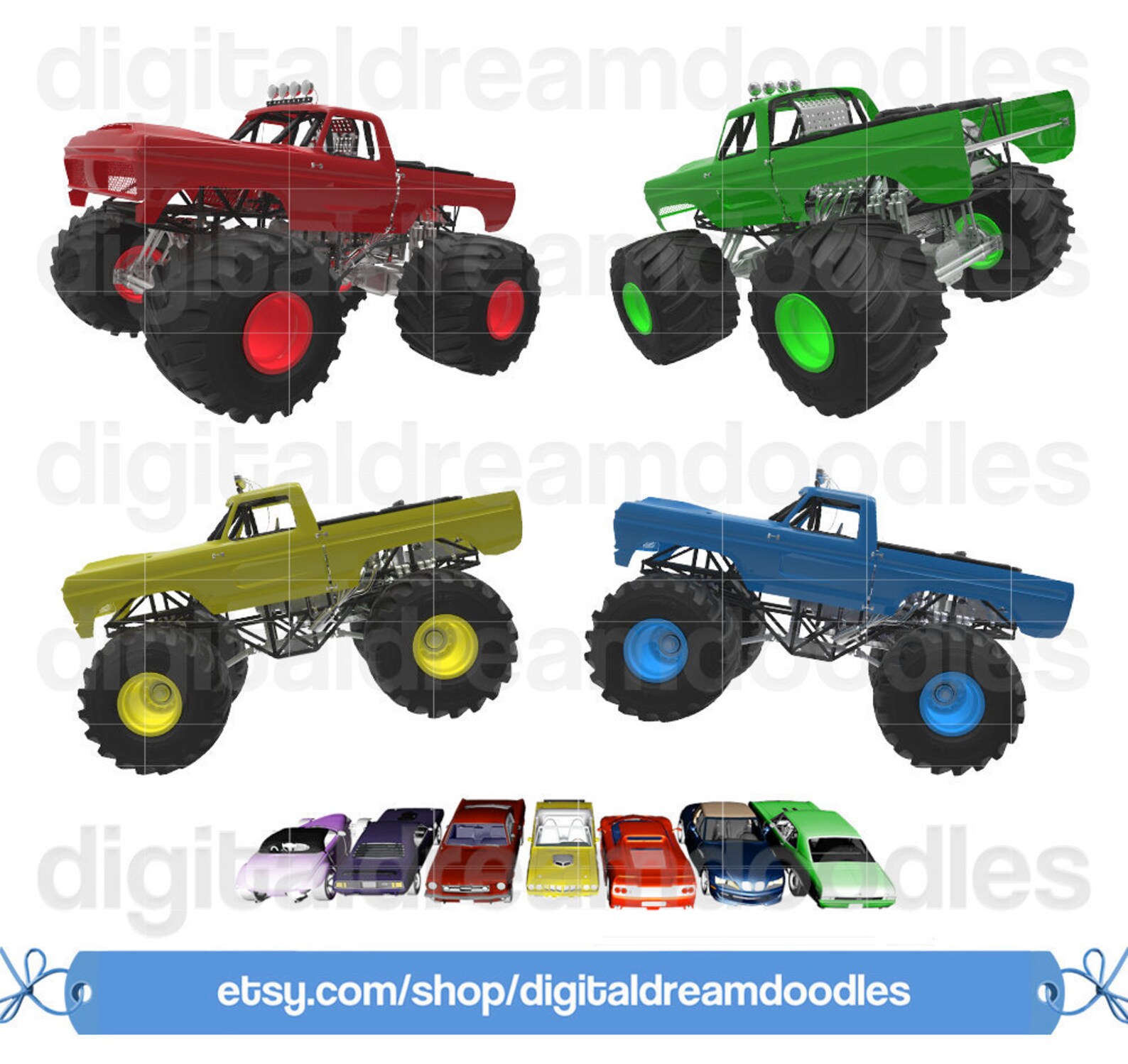 Monster Truck Clipart Monster Jam Clip Art Demolition Derby | Etsy