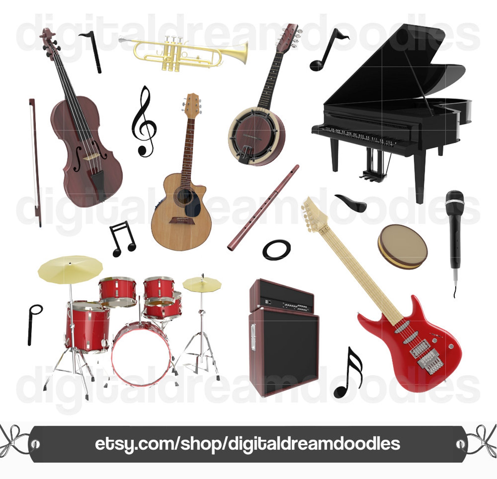 Instrument Clipart, Orchestra Clip Art, Instrument Overlays, Symphony ...