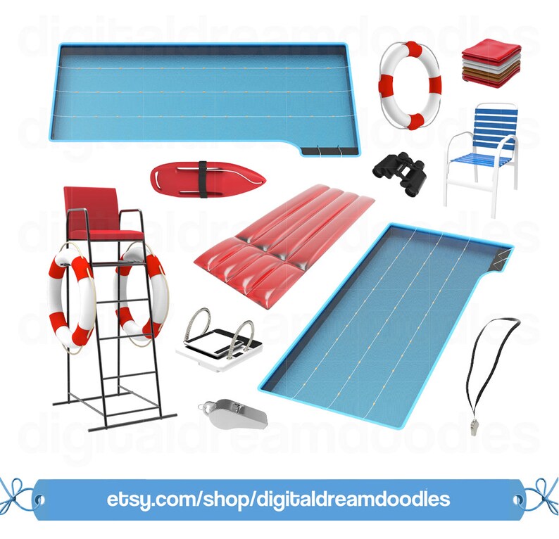 Swimming Pool Clipart Pool Clip Art Lifeguard Graphic | Etsy