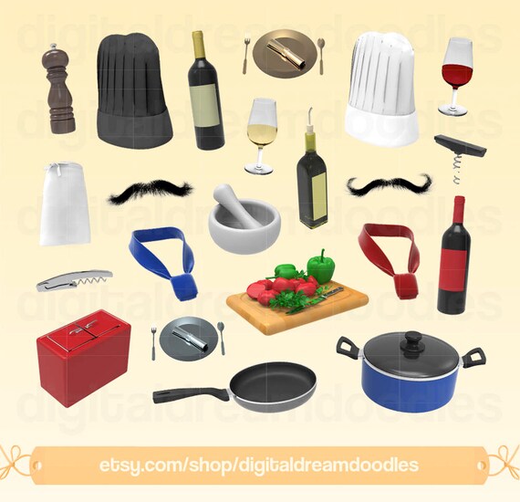 Chef Clipart Cooking Clip Art Kitchen Chef Overlays Sous | Etsy