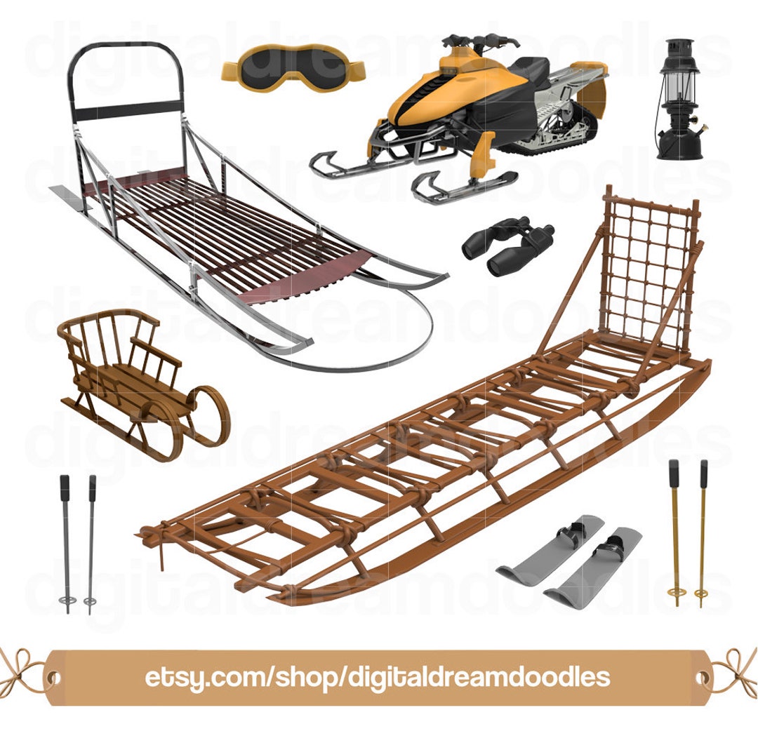 Dog Sled Clipart Dogsled Clip Art Dog Sled Overlays Dog - Etsy