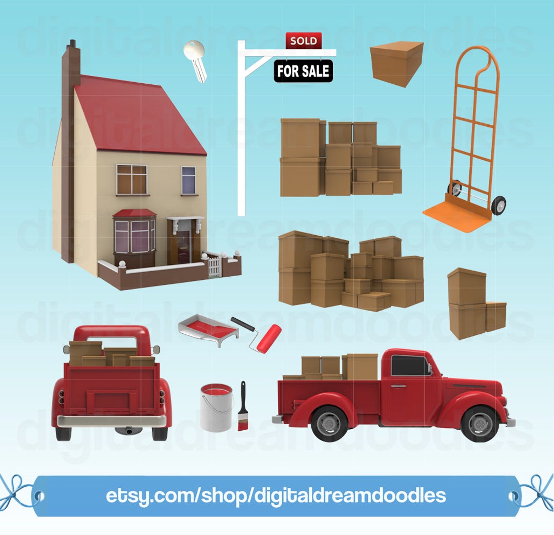 Moving Day Clipart, Moving Boxes Clip Art, Moving Day Overlays, Realtor ...