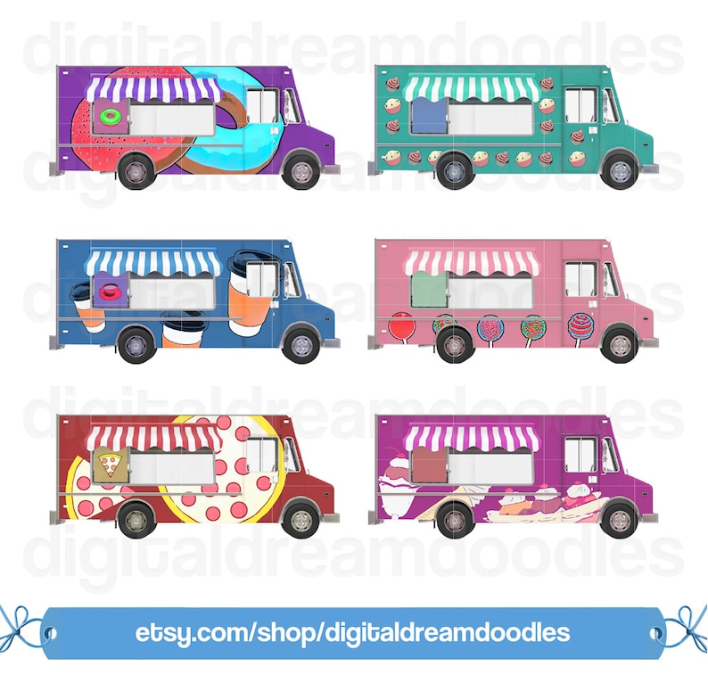 Food Truck Clipart, Foodie Truck Clip Art, Food Truck Overlays, Taco ...