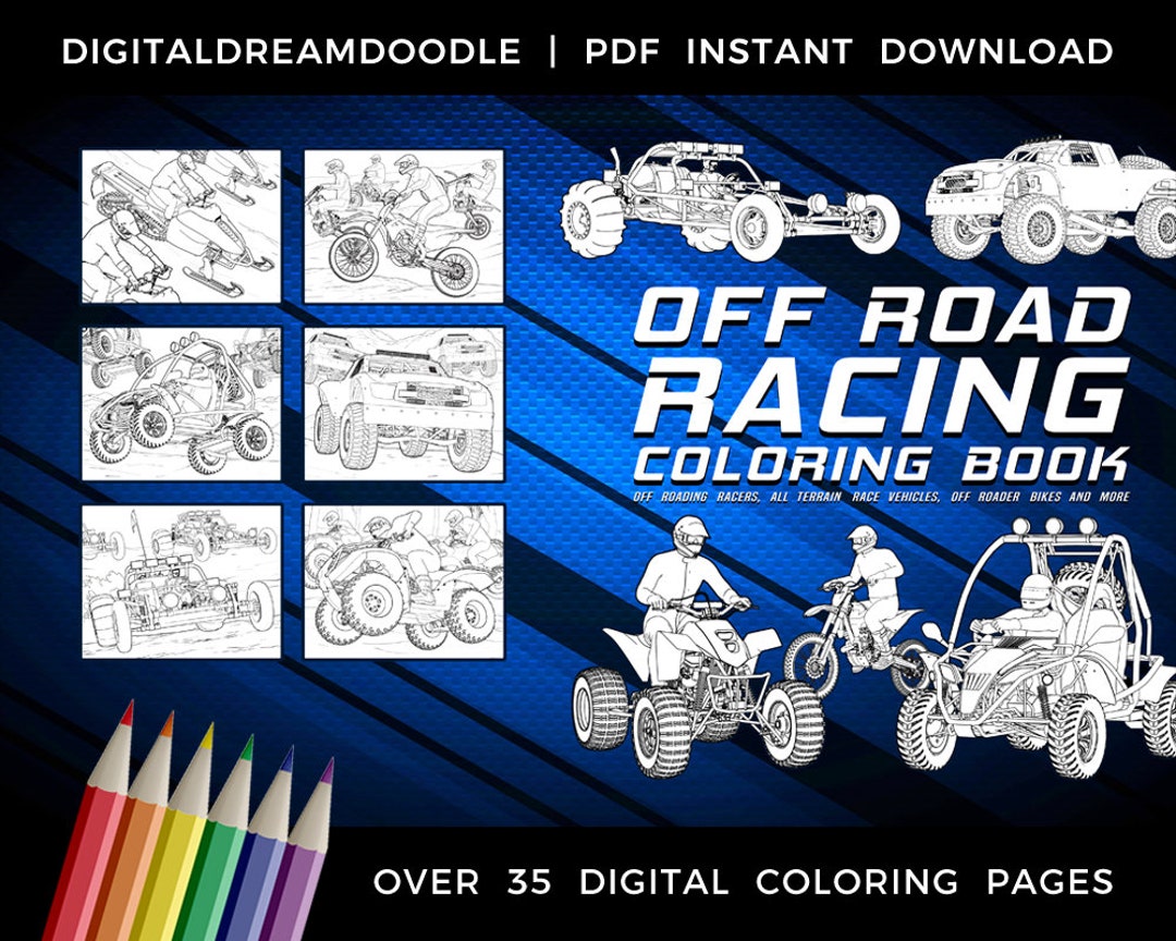 Off Road Racing Coloring Book, All Terrain Racer Coloring Book, Truck ...