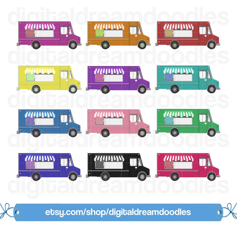 Food Truck Clipart, Foodie Truck Clip Art, Food Truck Overlays, Taco ...