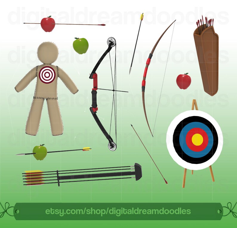 Archery Clipart Bow Arrow Clip Art Archery Overlays - Etsy