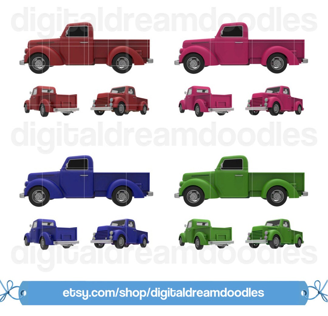 Truck Clipart, Pickup Truck Overlays, Classic Vintage Truck Clip Art ...