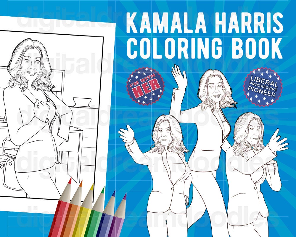 Kamala Harris Inspired Coloring Book, Printable Liberal Democrat ...