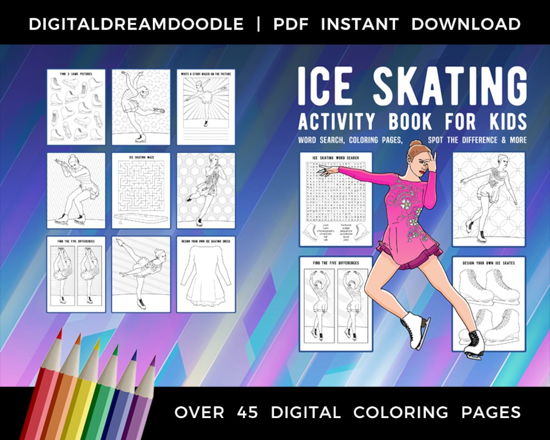 Ice Skating Coloring & Activity Book, Figure Skater Coloring Book, Ice ...