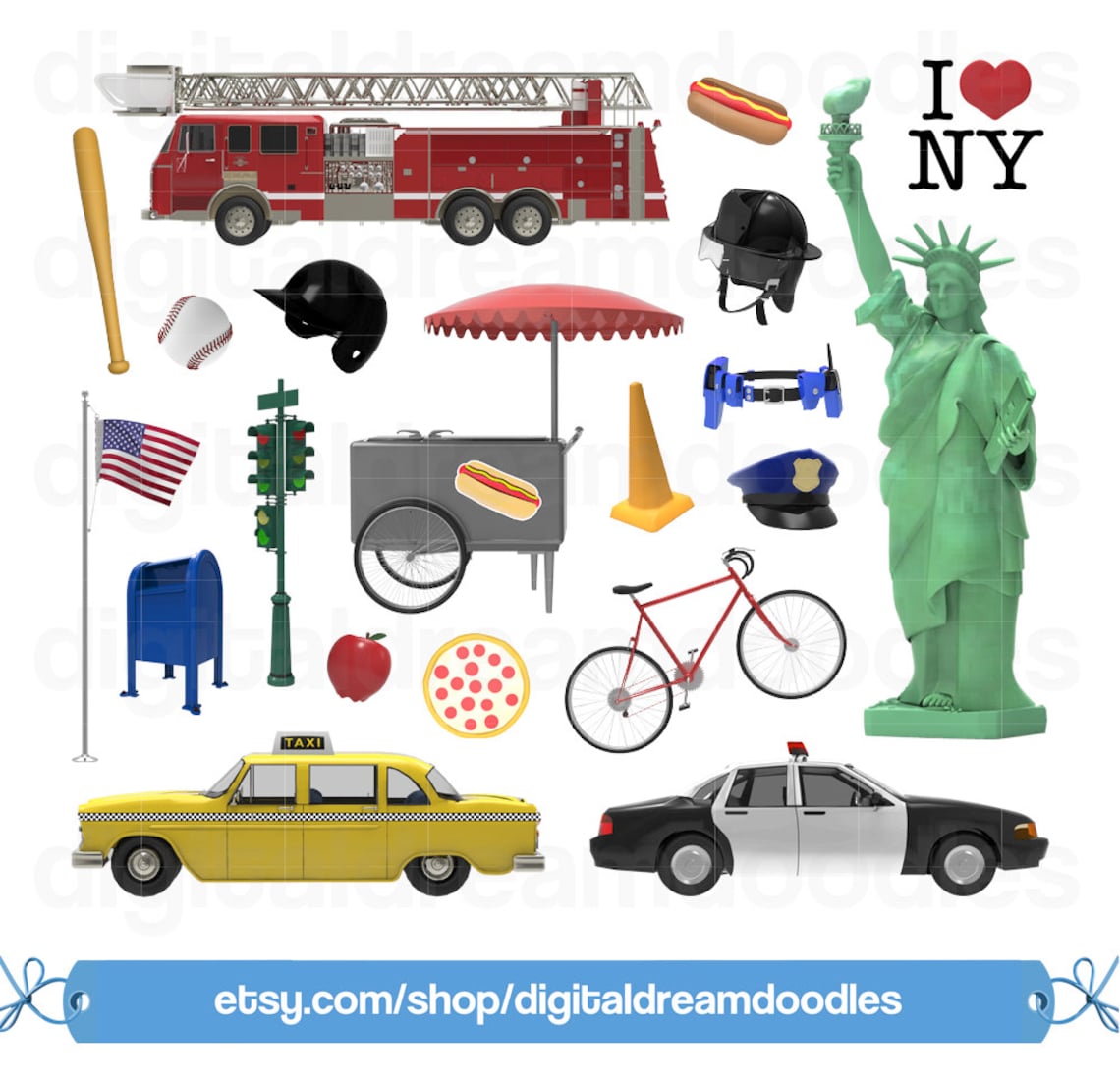 New York Clipart New York Clip Art New York Overlays Statue - Etsy