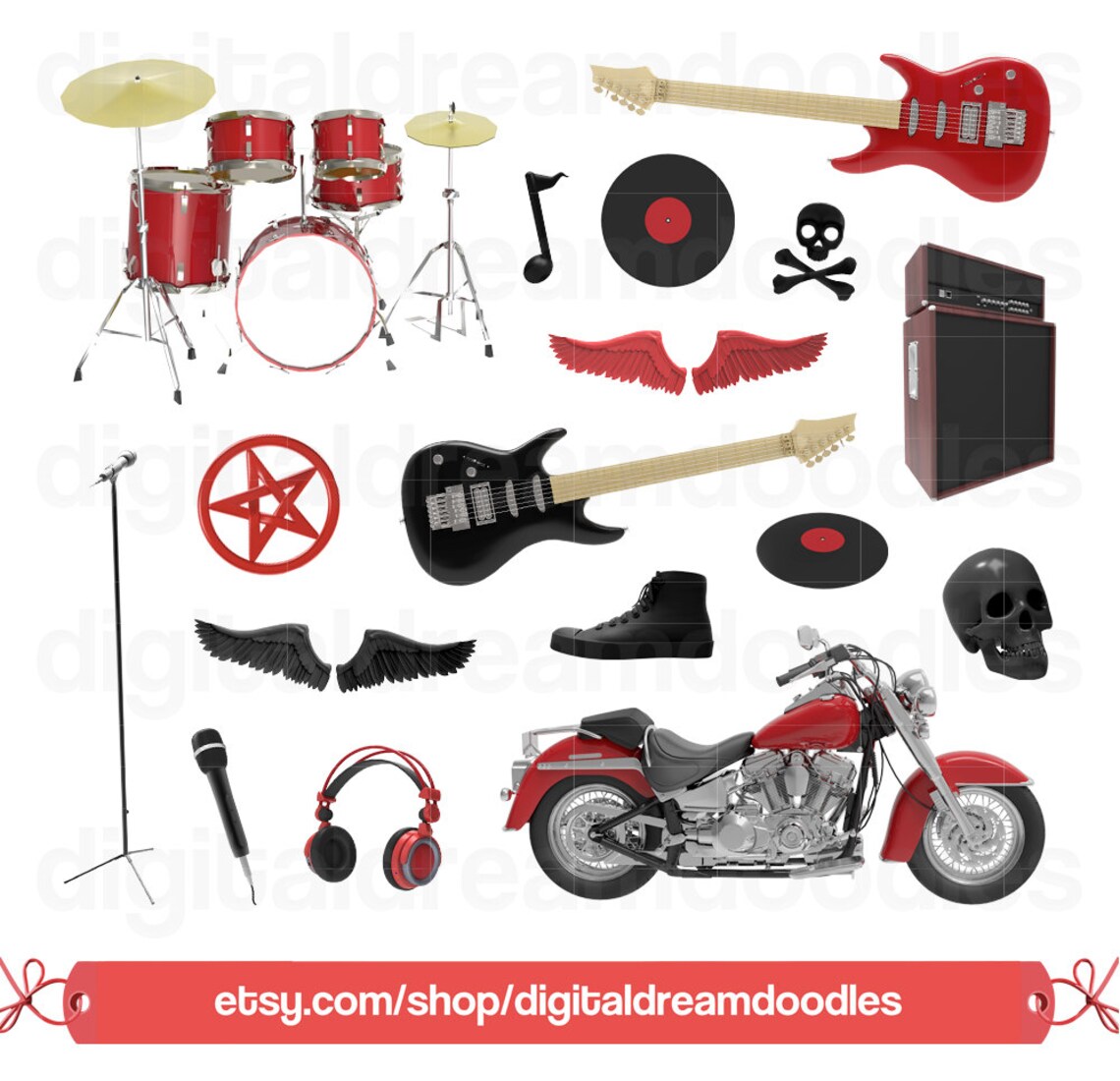 Rock and Roll Clipart, Rock N Roll Clipart, Rock Star Clip Art, Rock N ...