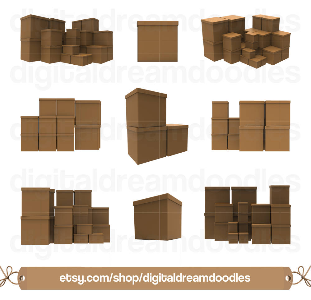Box Clipart Boxes Overlays Shipping Boxes Image Cardboard | Etsy