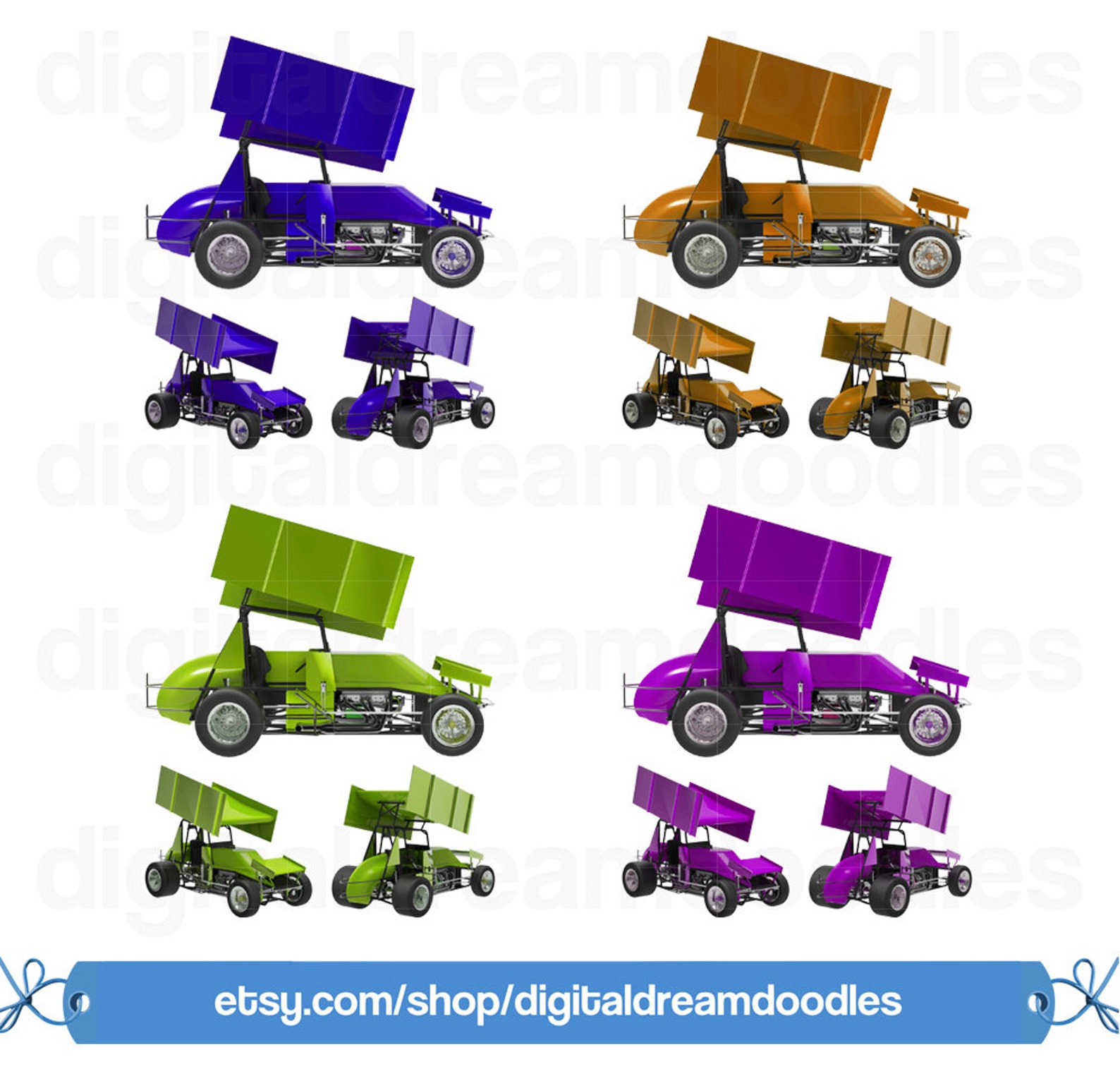 Sprint Car Clipart, Sprint Car Overlays, Winged Race Car Graphic ...