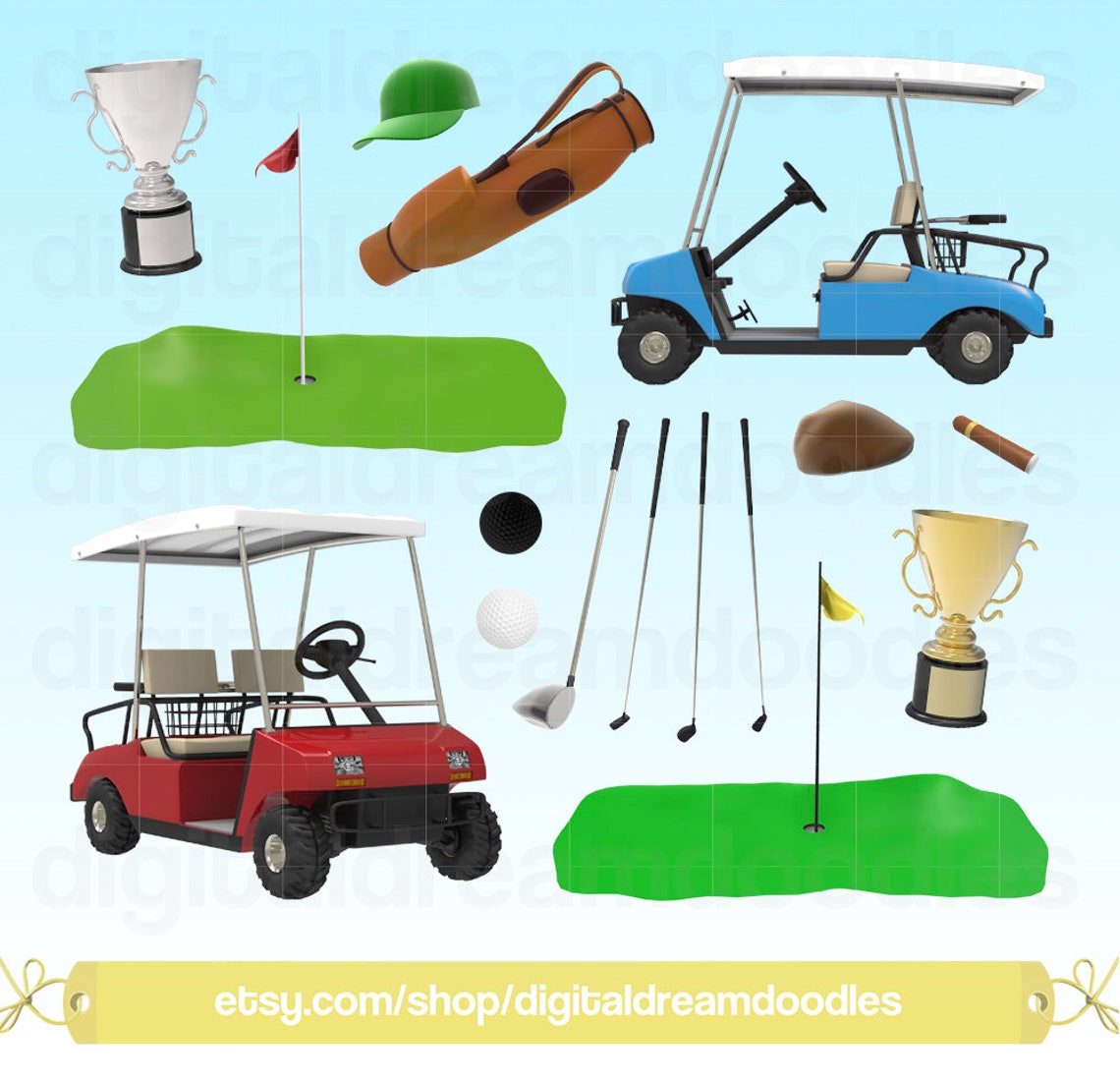 Golf Clipart Golf Overlays Golf Cart Clipart Golfer Graphc - Etsy