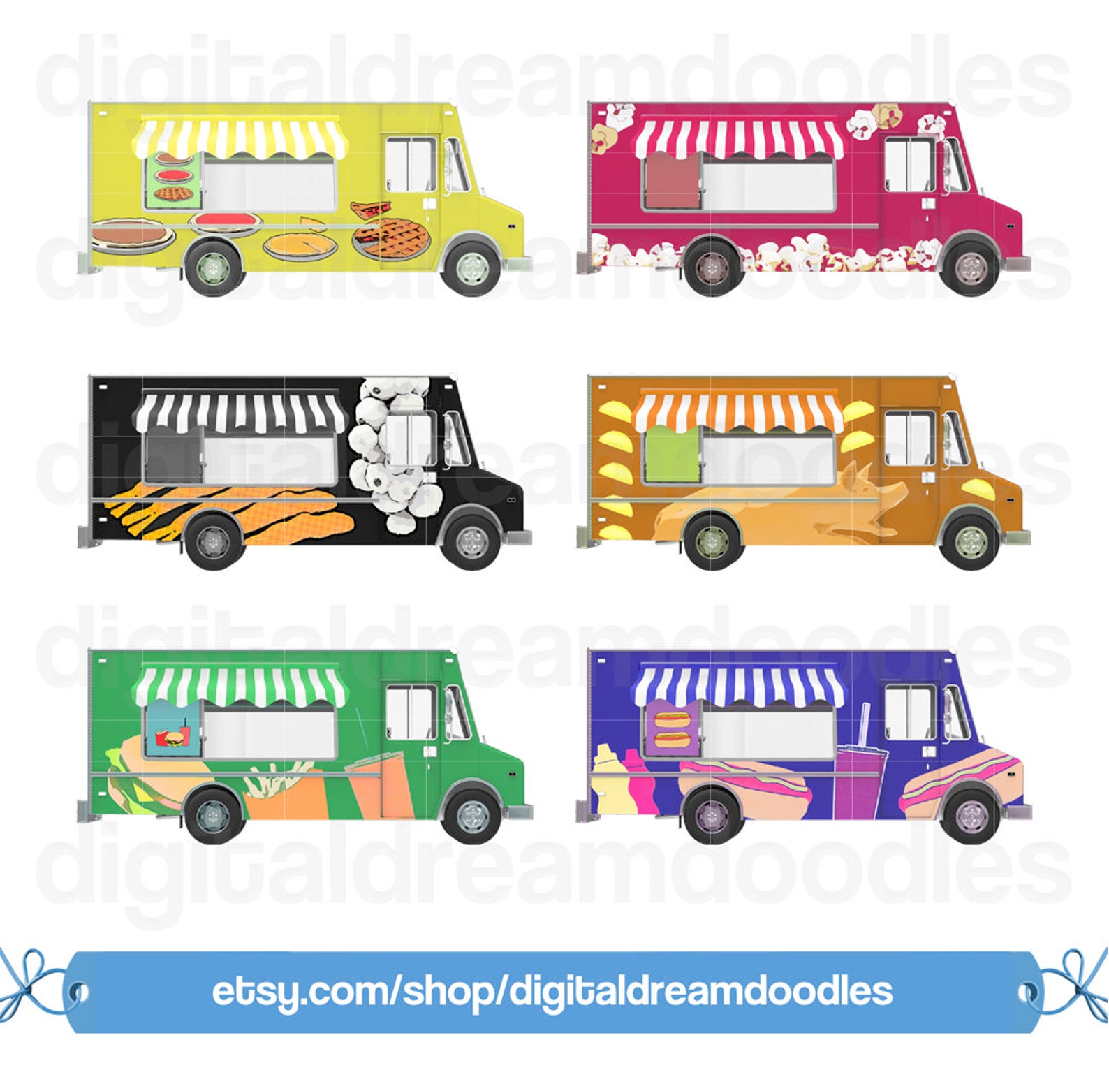 Food Truck Clipart, Foodie Truck Clip Art, Food Truck Overlays, Taco ...