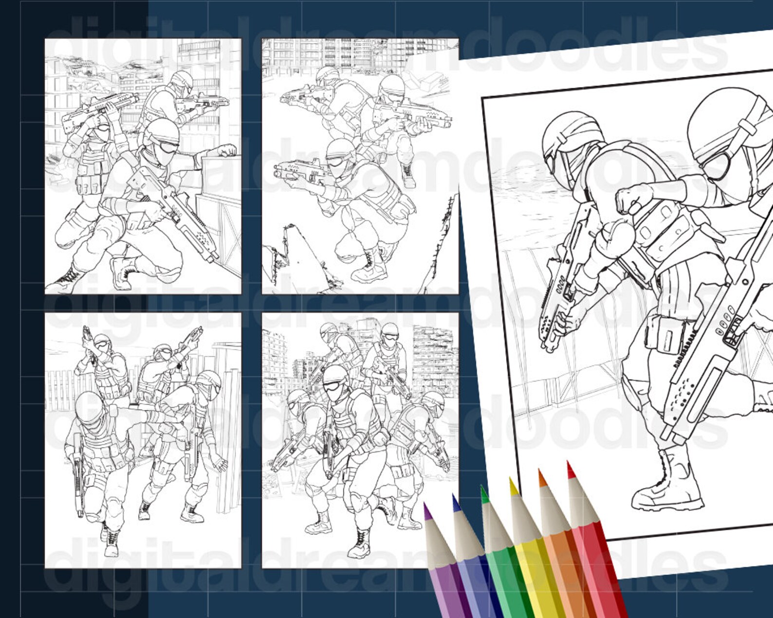 Police Coloring Book Printable SWAT Team Policeman Coloring | Etsy