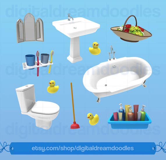 Items similar to Bathroom Clipart, Bathroom Clip Art, Restroom PNG ...