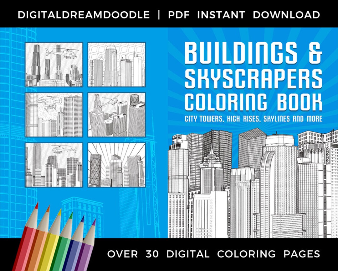 Skyscraper Coloring Book, Building City Tower Coloring Book, High Rise ...