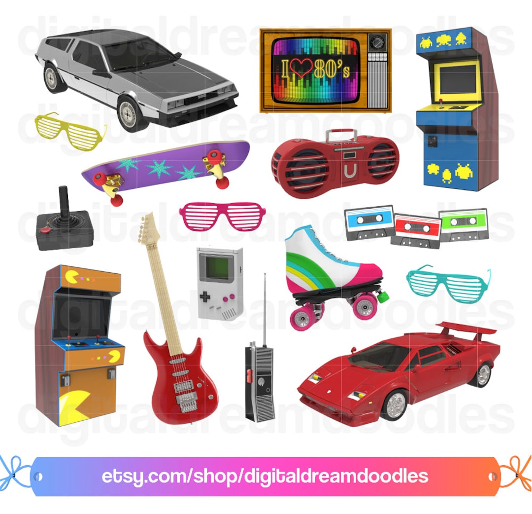 80s Clipart, 80s Clip Art, Eighties Overlays, 1980s Graphic, 80's ...