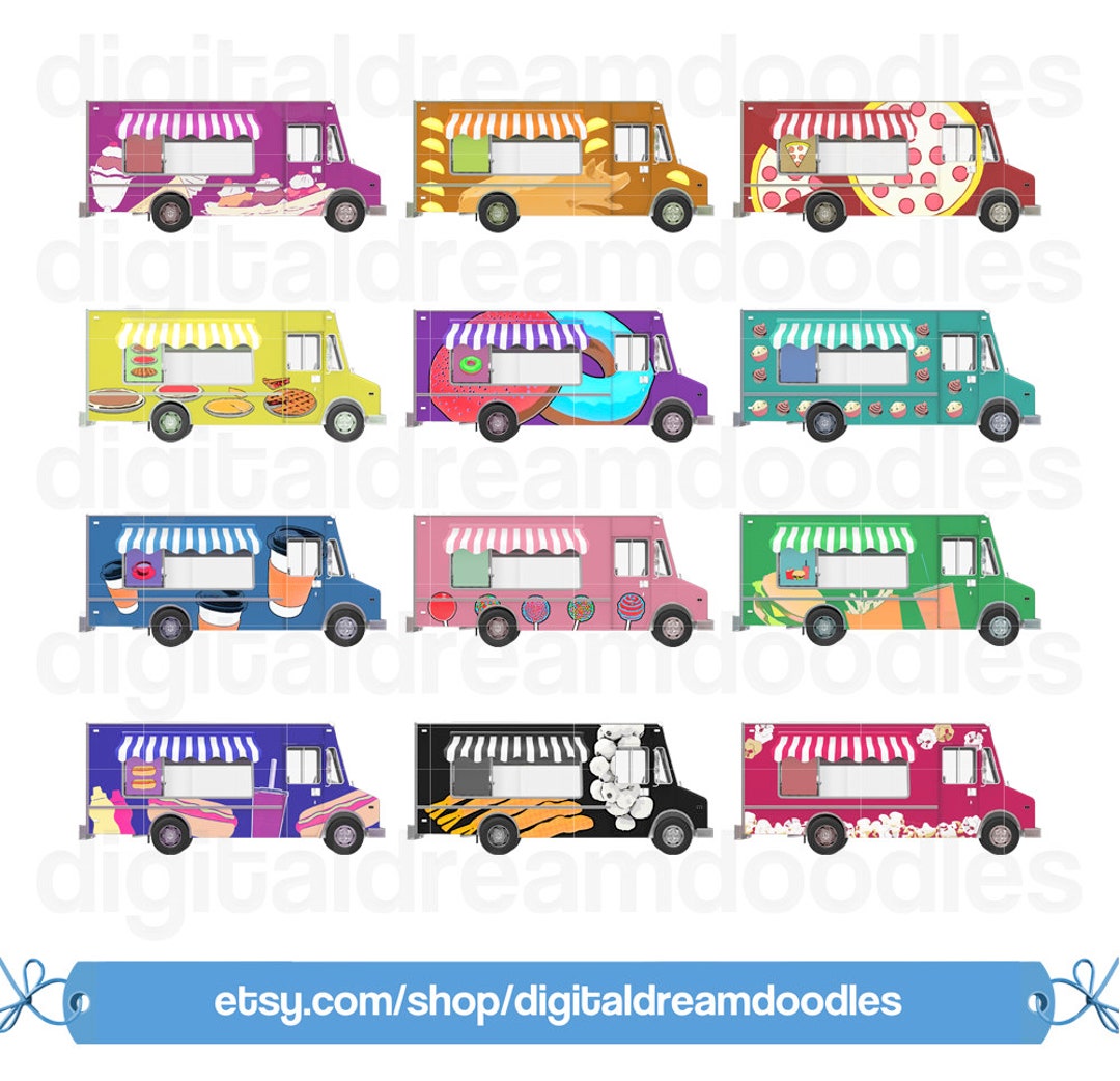 Food Truck Clipart, Foodie Truck Clip Art, Food Truck Overlays, Taco ...