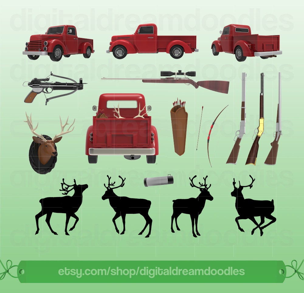 Hunting Clipart, Hunter Clipart, Deer Hunt Clipart, Hunting Overlays ...