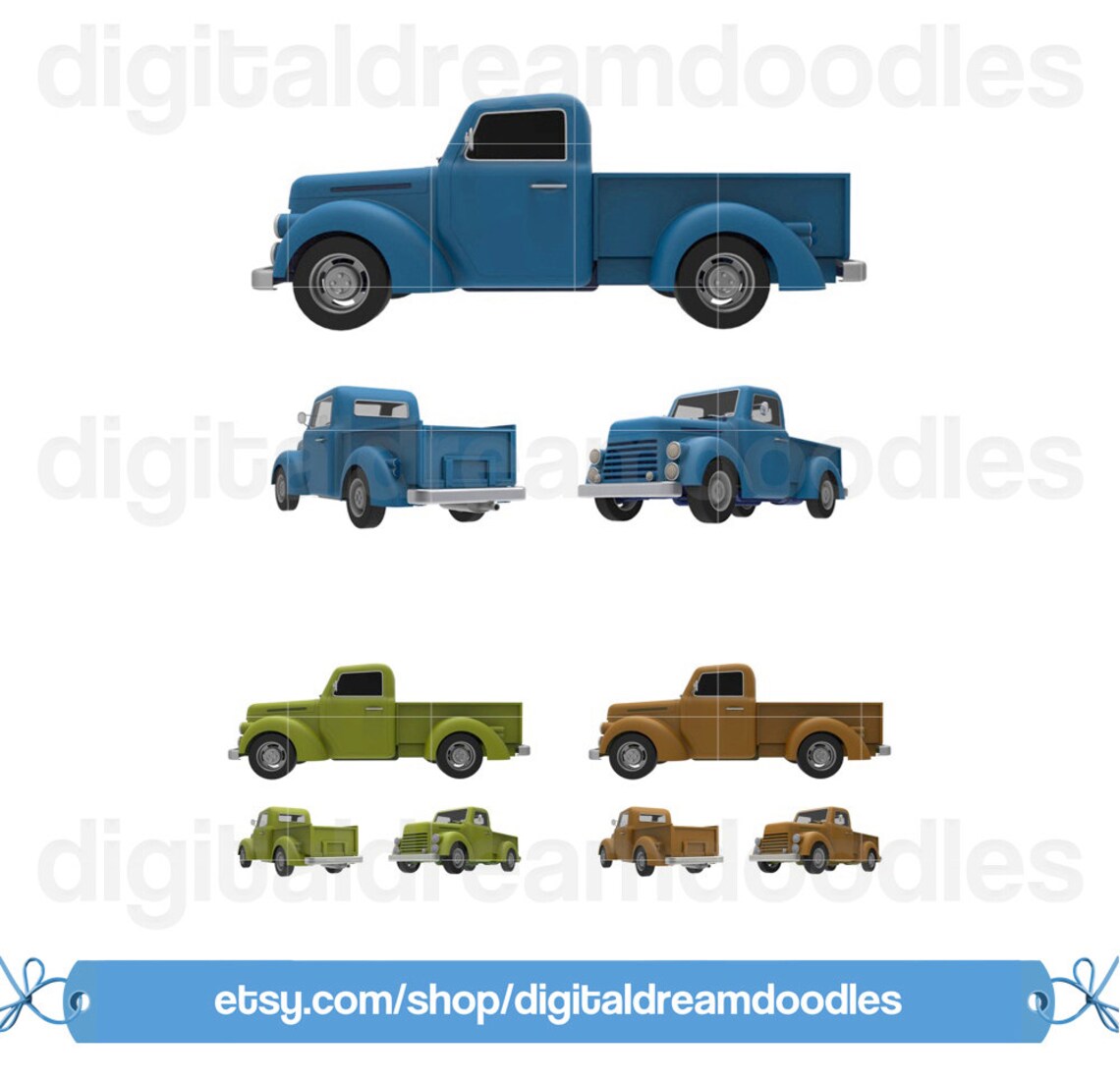Truck Clipart, Pickup Truck Overlays, Classic Vintage Truck Clip Art ...