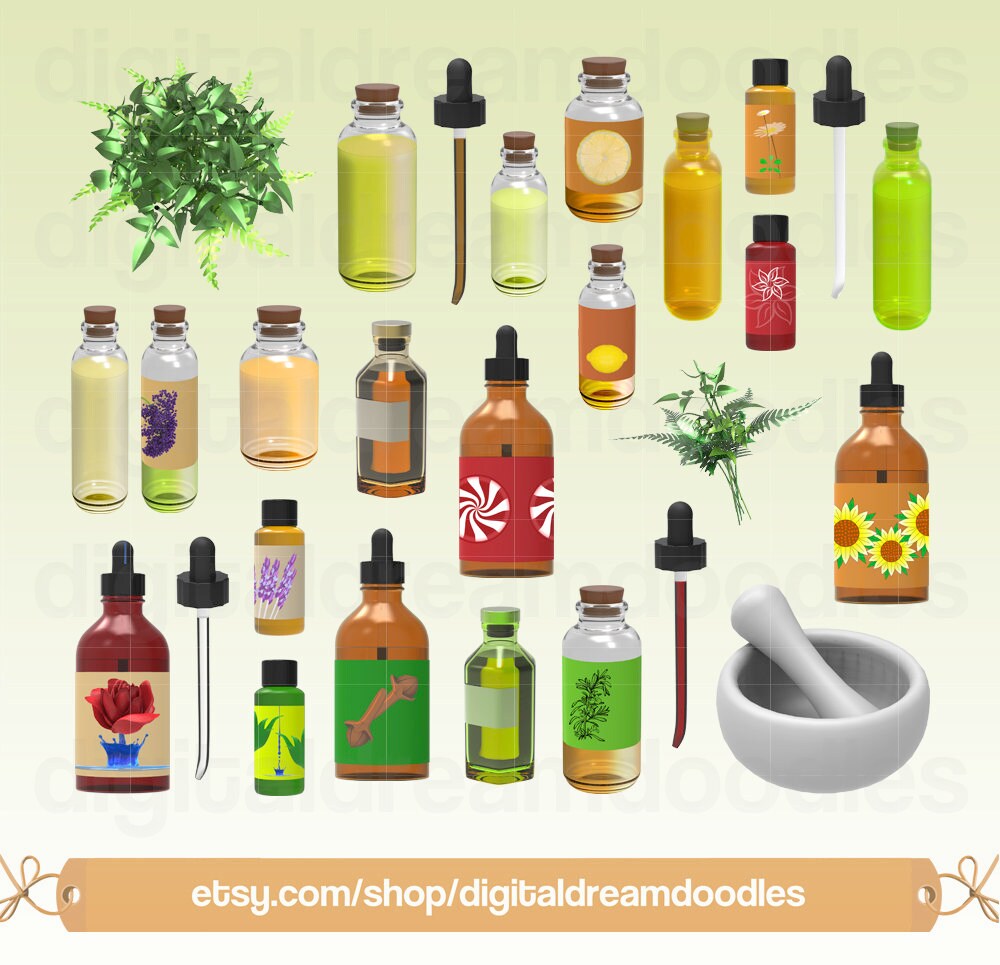 Essential Oil Clipart Essential Oils Clip Art Oil Bottle | Etsy