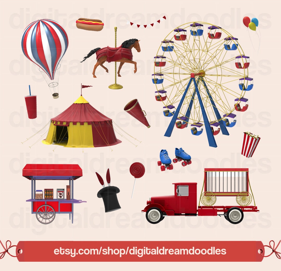Carnival Clipart Carnival Overlays Circus Clipart Ferris - Etsy
