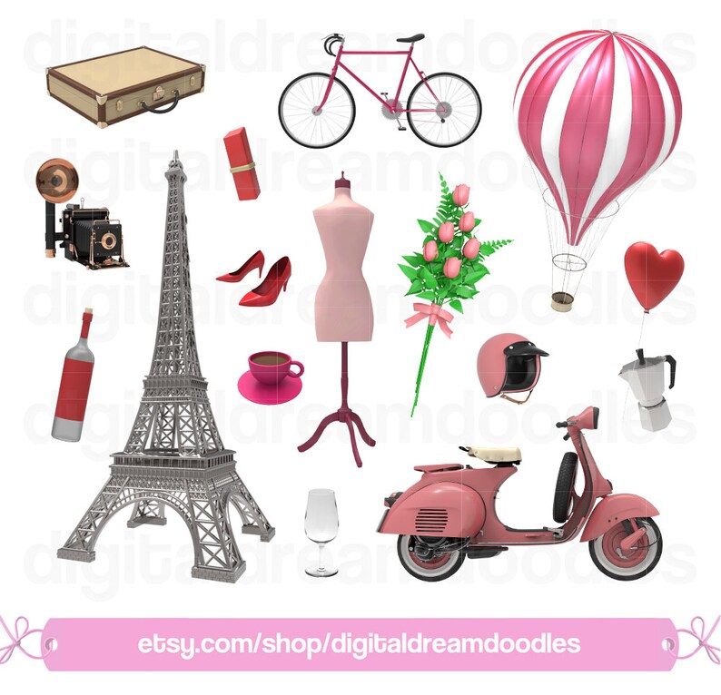 Paris Clipart Paris Overlays Eiffel Tower Clipart France | Etsy