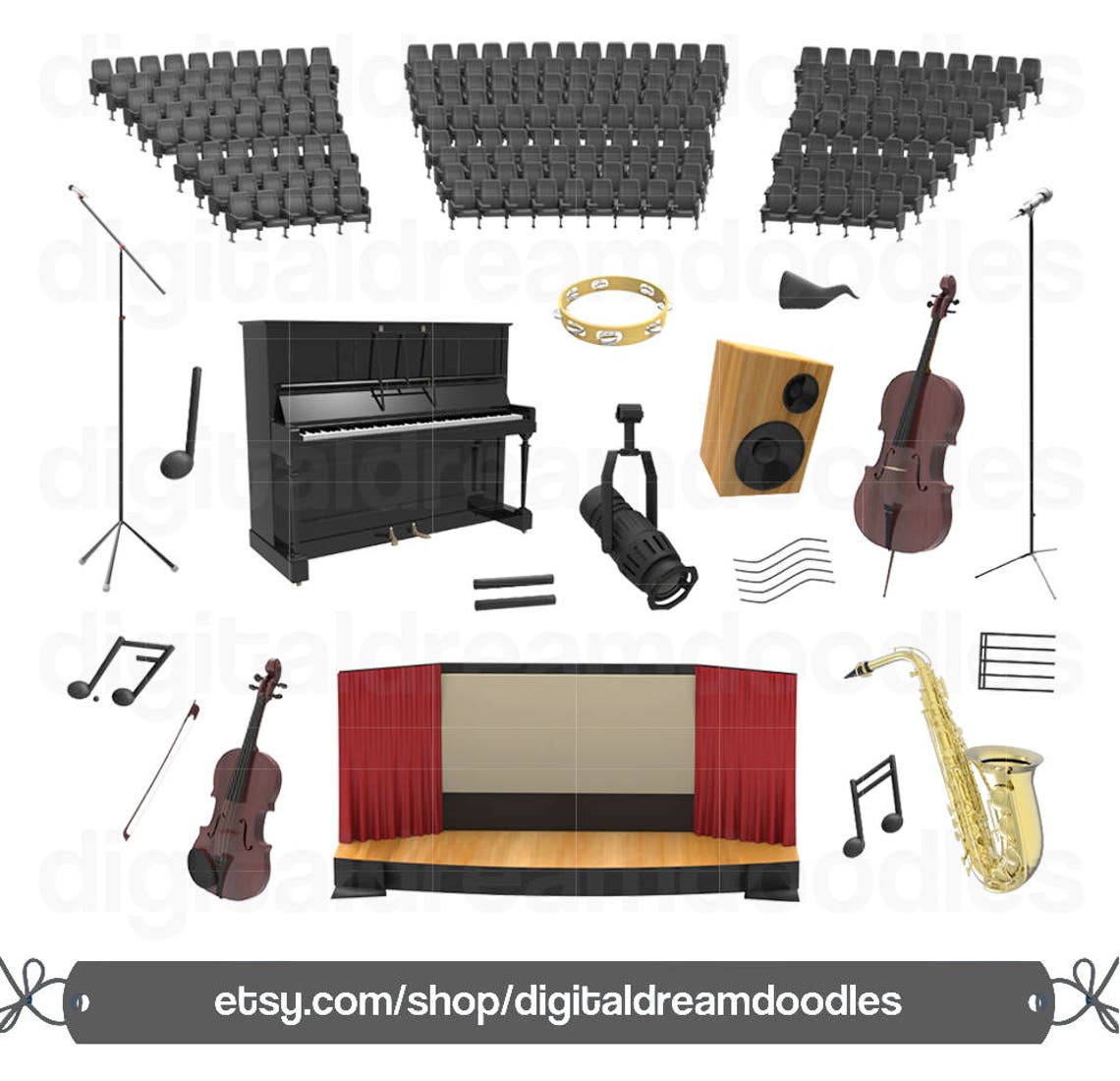 Instrument Clipart, Orchestra Clip Art, Instrument Overlays, Symphony ...