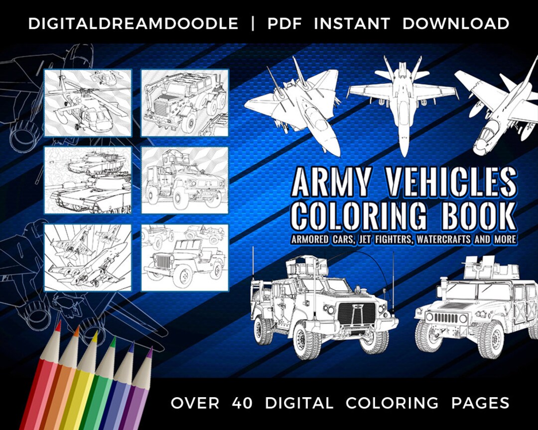 Army Vehicle Coloring Book, Military Jet Aircraft Coloring Book ...