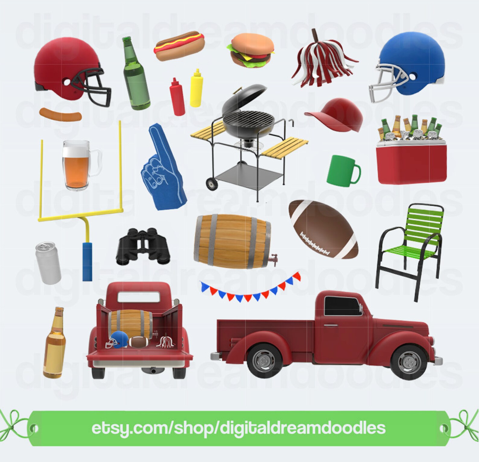 Football Clipart Tailgate Clip Art Tail Gate Party Graphic | Etsy