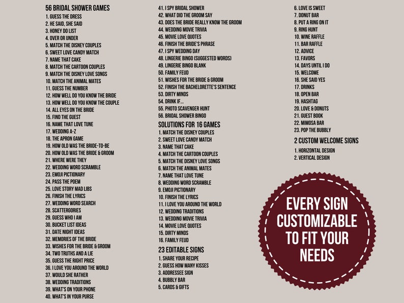 Burgundy and Blush Bridal Shower Games Marsala Editable - Etsy